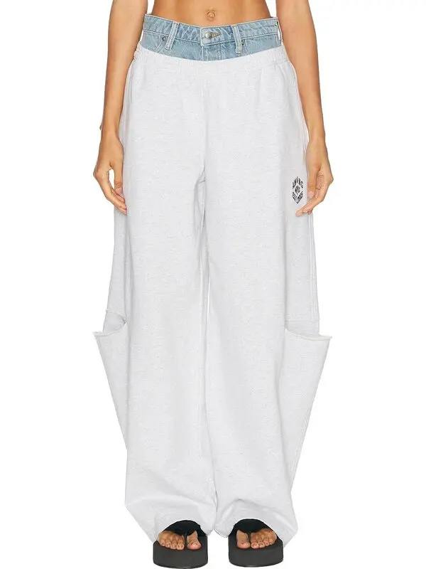 Alexander Wang Prestyled Slashed Sweatpant - Light Heather Grey & Light Powder Blue
