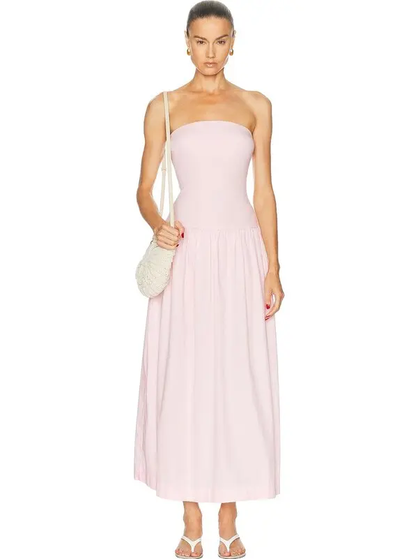 Enza Costa Cotton Bandeau Maxi Dress - Cherry Blossom