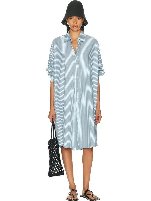 Dries Van Noten Dasia Stripe Shirt Dress - Aqua