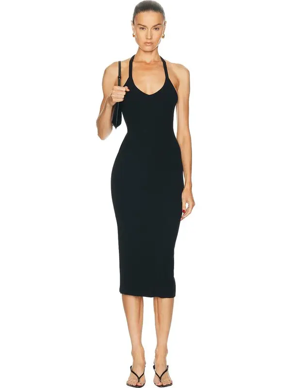 Eterne Ribbed Knit Midi Dress - Black