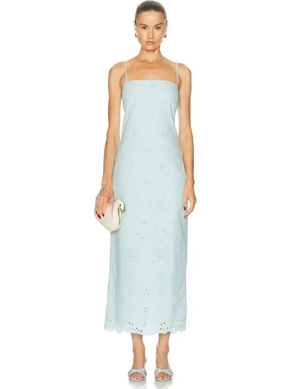 Hemant & Nandita Eyelet Midi Dress - Blue