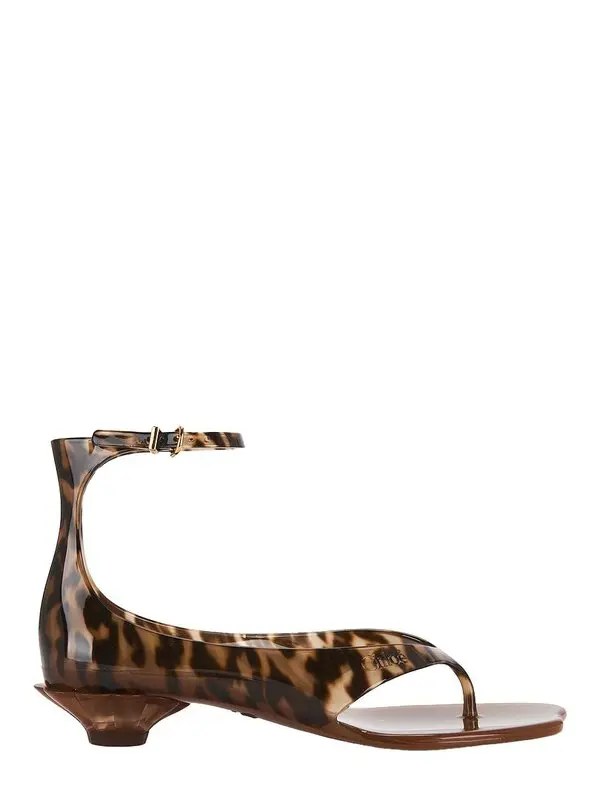 Chloé Jelly Sandals With Leopard Print And Shell Heel - Black & Brown