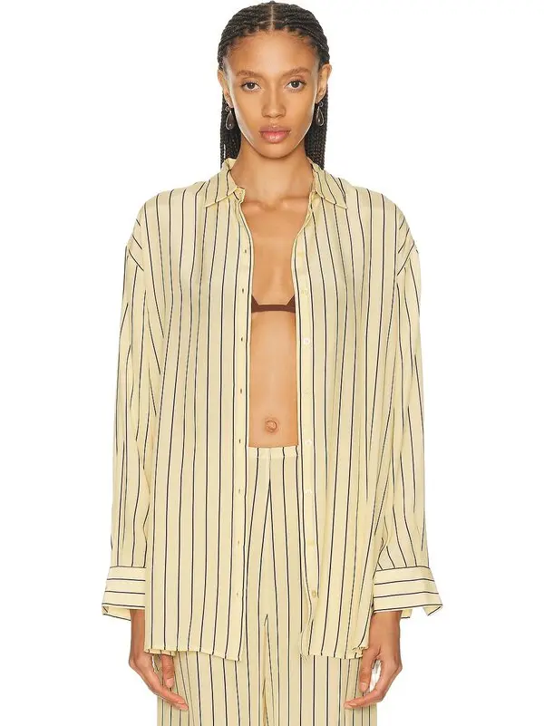 Staud Nolan Silk Shirt - Monday Stripe