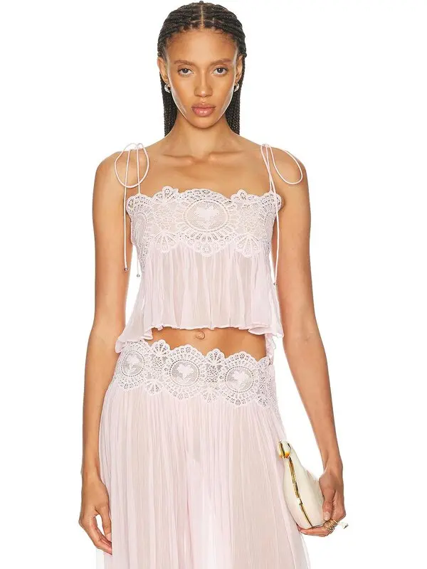 Retrofete Luenie Top With Lace Detailing - Rosa