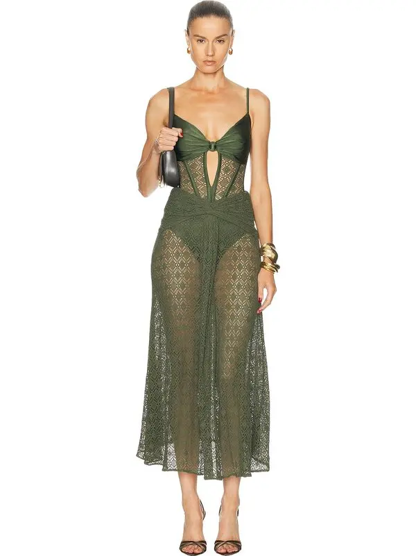 PatBO Sirena Mesh Maxi Dress - Green