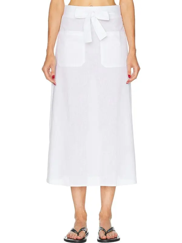 TOTEME Tie Waist Midi Skirt - White