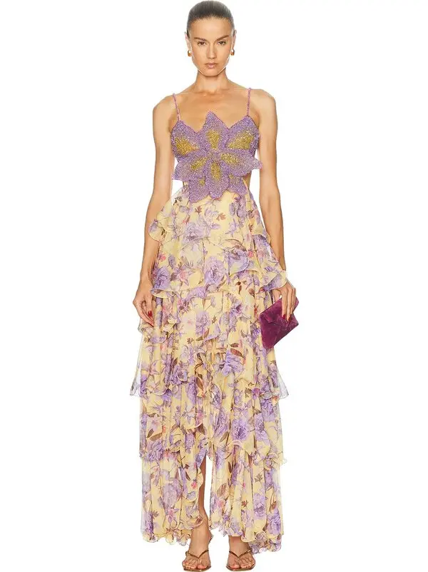 PatBO Peony Butterfly Maxi Dress - Yellow