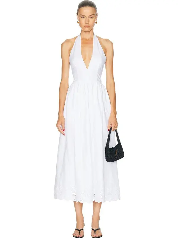 Staud Grazia Linen Halterneck Dress - White