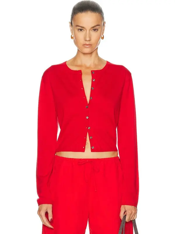 LESET James Crew Cardigan - Lipstick