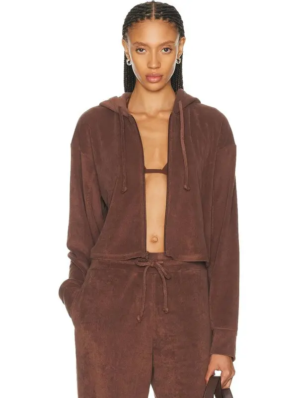 Year Of Ours Terry Classic Zip Up Jacket - Chocolate Brown