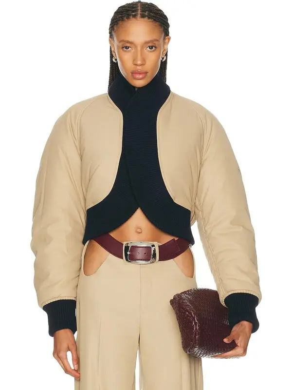 JEAN PAUL GAULTIER Round Bomber Jacket - Light Beige & Navy