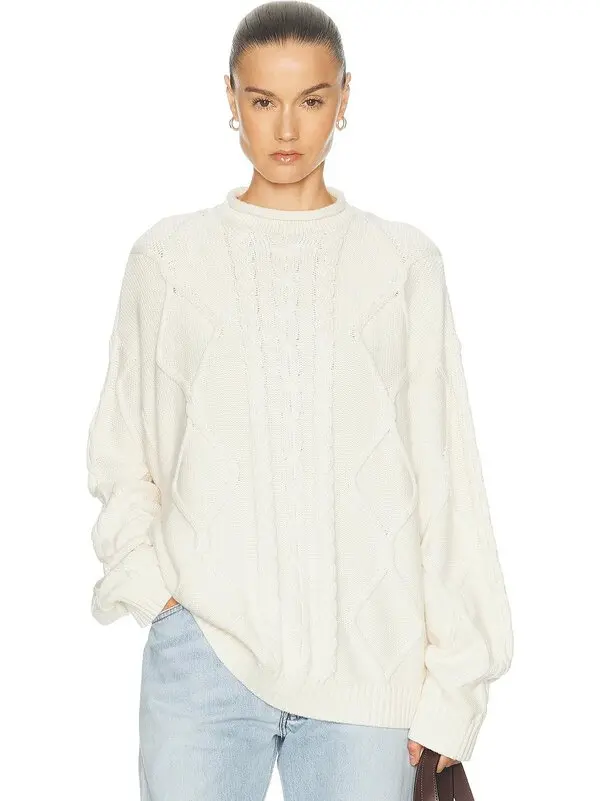 SRG Amberlyn Roll Neck Cable Sweater - Ivory
