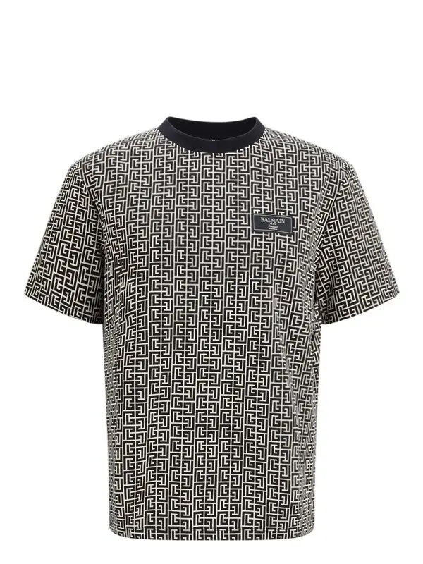 Balmain Jacquard T-shirt With Pb Labyrinth Monogram - Multicolour