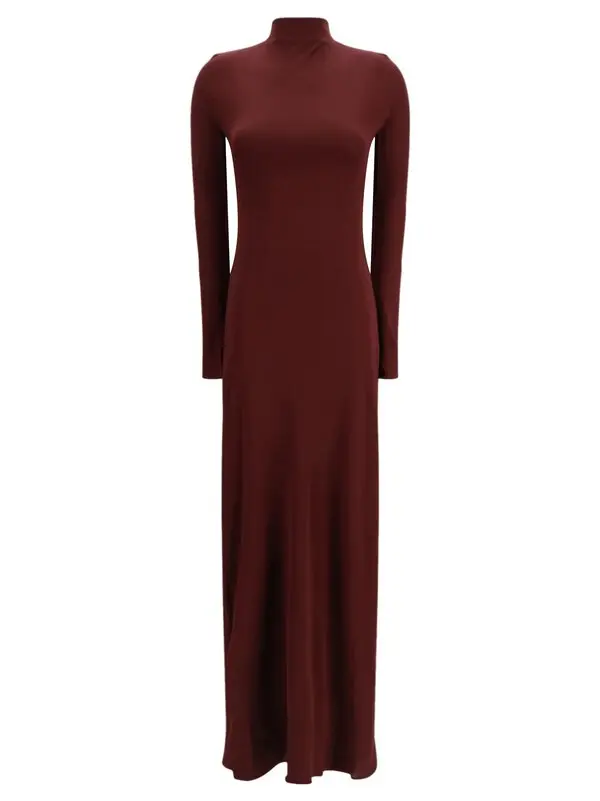 Alaïa Long Sleeve Draped Maxi Dress - Bordeaux