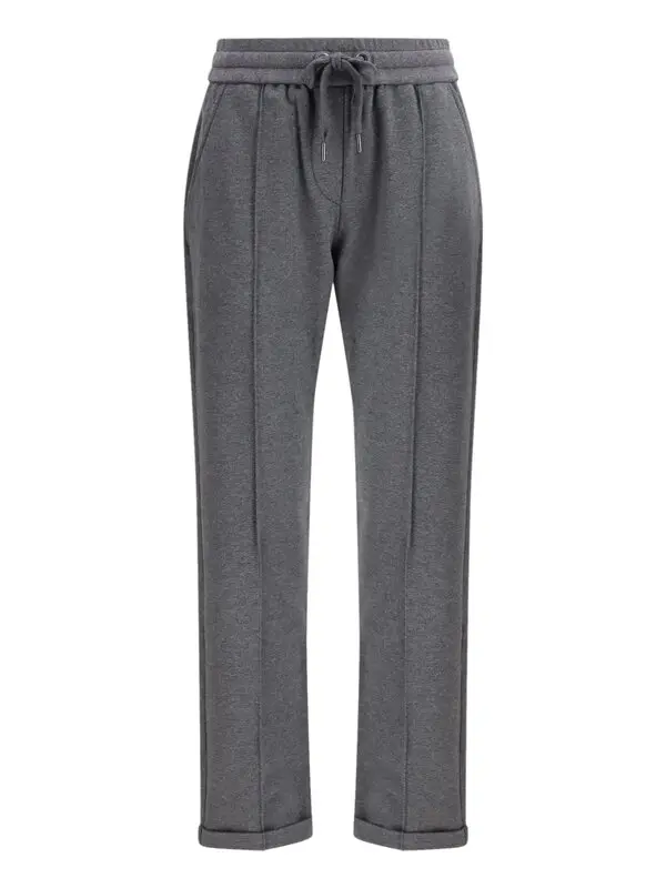 Brunello Cucinelli Track Stretch-fleece Pants With Monili Detailing - Grey