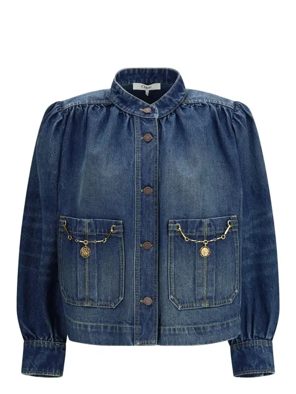 Chloé Gathered High-neck Jacket - Blue