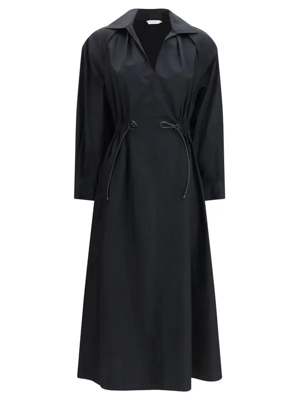 Max Mara Pedaggi Midi Dress In Cotton Poplin - Black