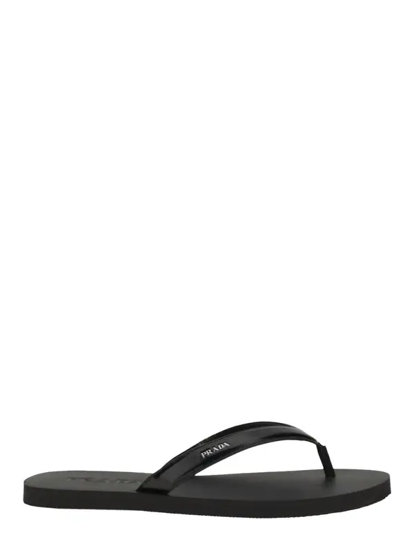 Prada Leather Thong Sandals - Black