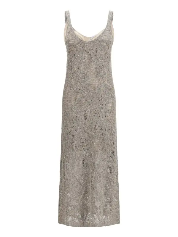 Brunello Cucinelli Dazzling Water Lillies Knit Dress - Grey