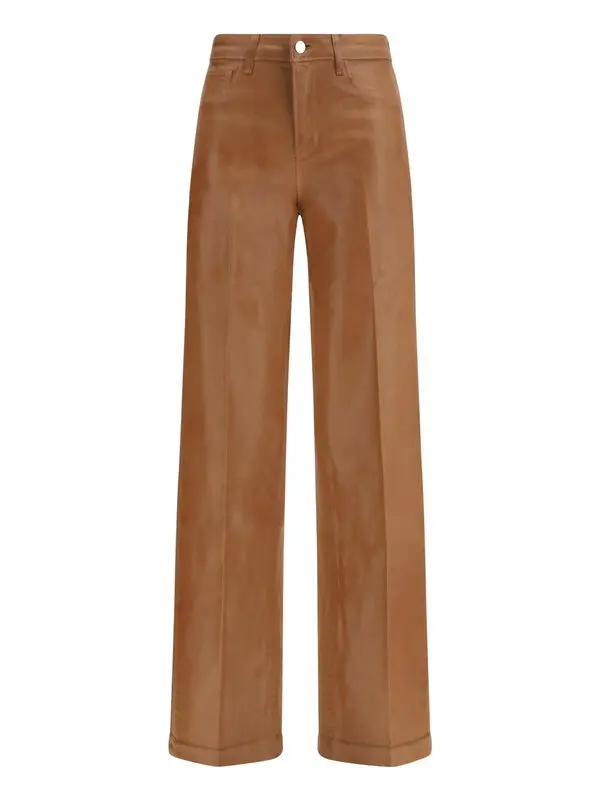 L'Agence Clayton Coated Wide Leg Jeans - Beige