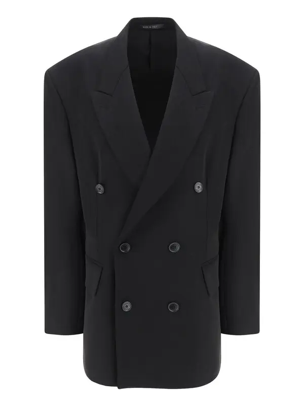 Balenciaga Wool Double-breasted Blazer - Black