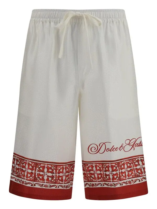 Dolce & Gabbana Maiolica Print Jacquard Twill Shorts - Multicolour