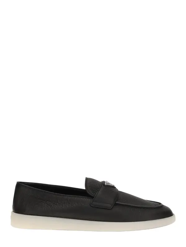 Prada Suede Loafers With Enamelled Triangle Logo - Black