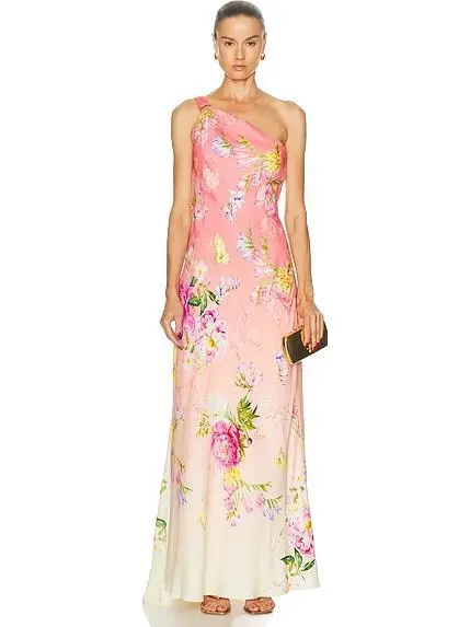 Hemant & Nandita Avya One Shoulder Floral Maxi Dress - Multi