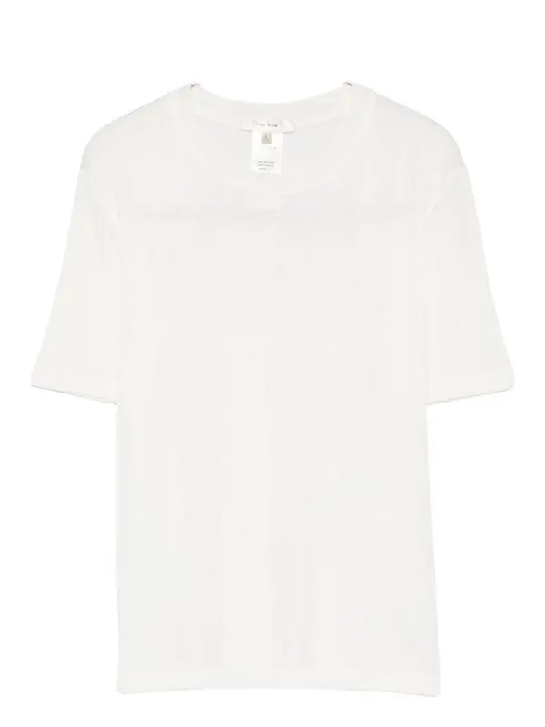 THE ROW Etina Ribbed Crew Neck Short Sleeve Top - White