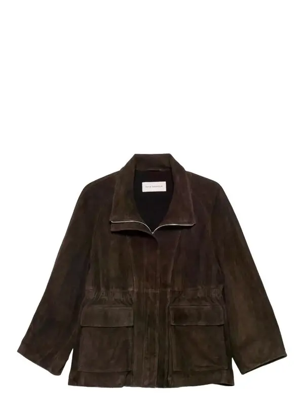 Nour Hammour Suede Zip Jacket - Brown