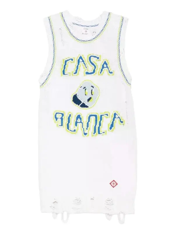 Casablanca Intarsia-knit Mini Dress - White