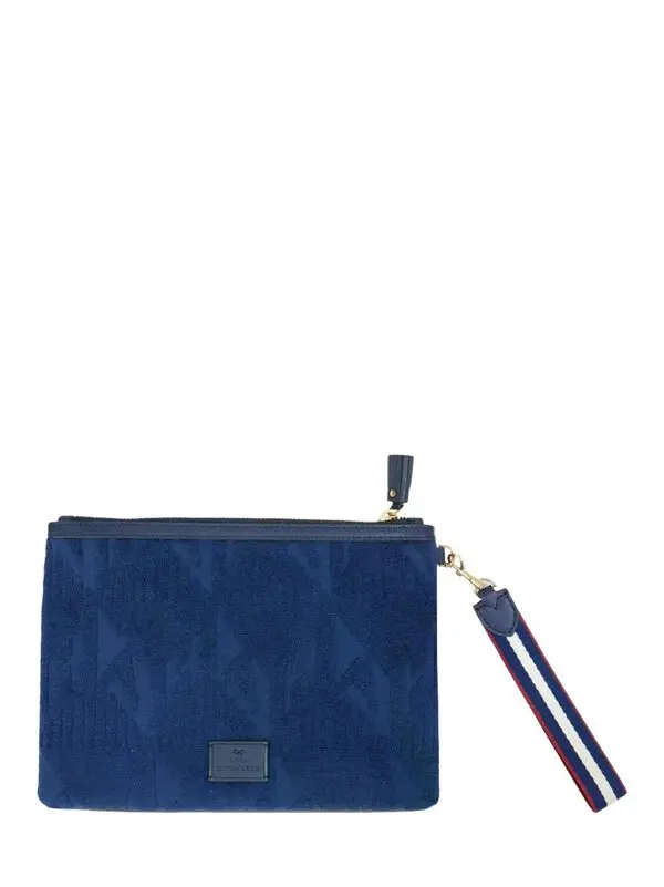 ANYA HINDMARCH Logo Embossed Terry Pouch - Blue