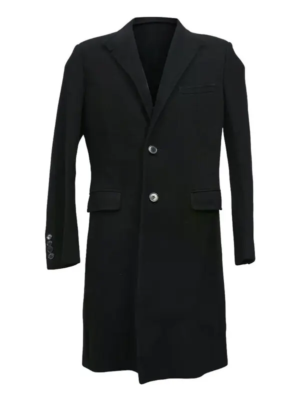Saint Laurent Single-breasted Wool Coat - Black