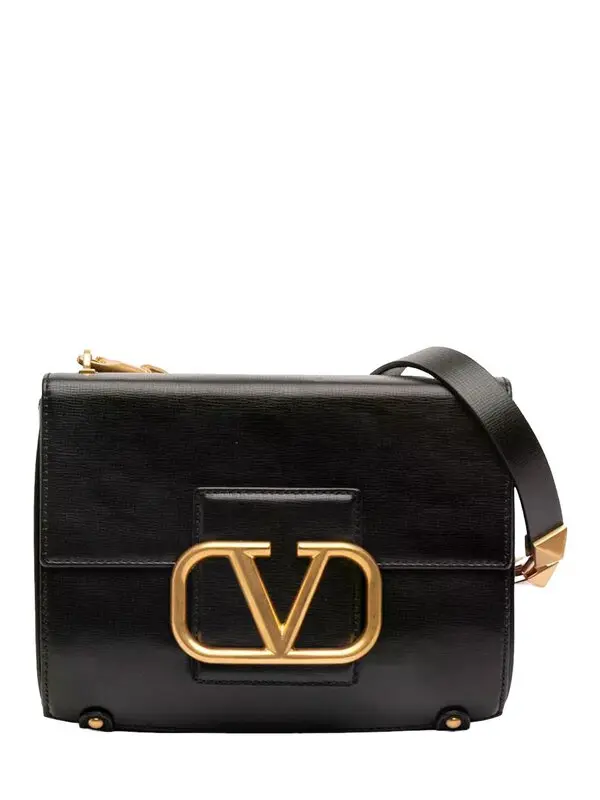 Valentino Garavani Grained Calfskin Stud Sign Shoulder Bag - Black