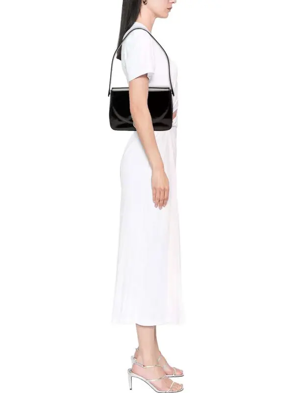 Prada Spazzolato Leather Flap Shoulder Bag - Black