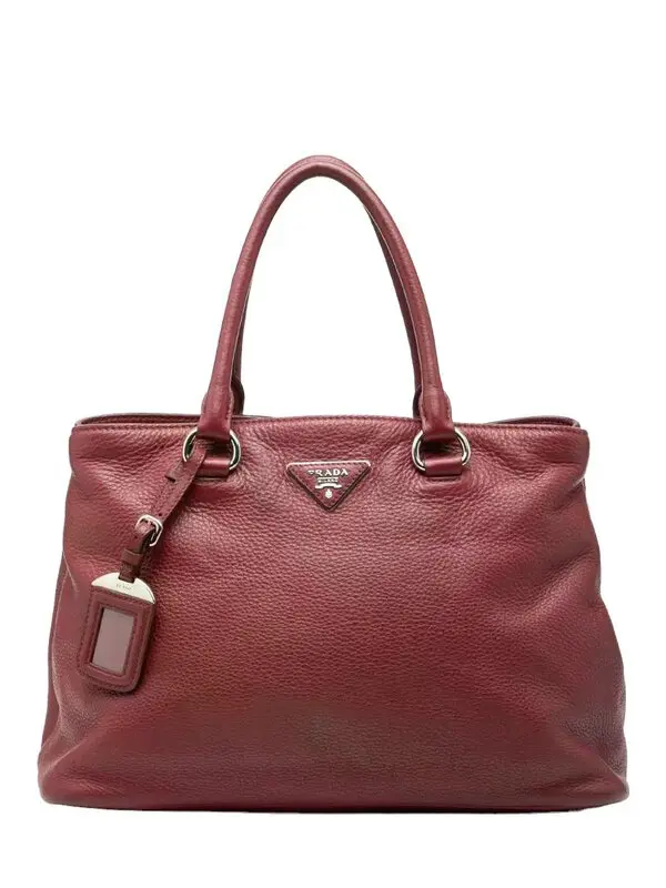 Prada Vitello Daino Convertible Tote Satchel - Red