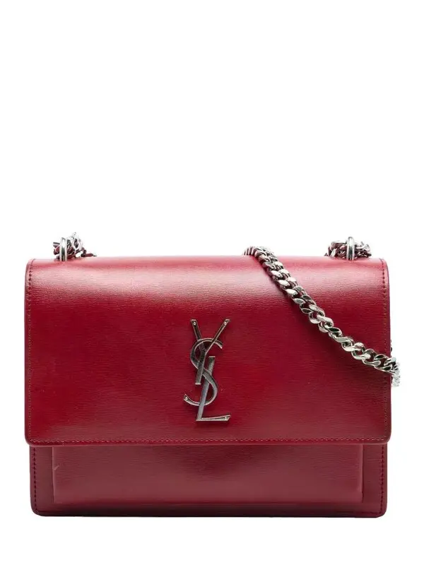 Saint Laurent Medium Calfskin Monogram Sunset Crossbody Bag - Red