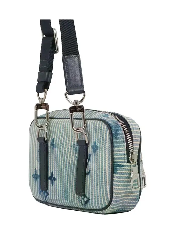 LOUIS VUITTON Monogram Denim Watercolor Hickory Stripes Pouch Crossbody Bag - Blue