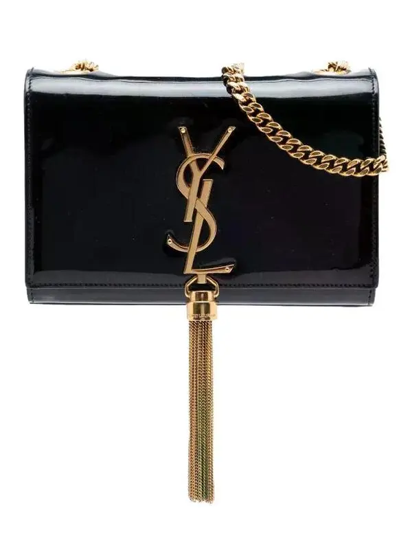 Saint Laurent Small Patent Leather Monogram Kate Tassel Crossbody Bag - Black