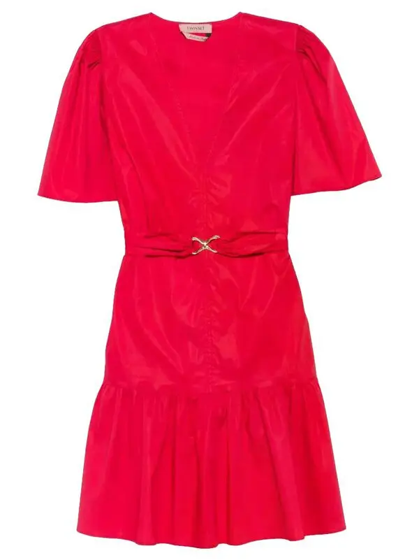 TWINSET V-neck Belted Mini Dress - Red