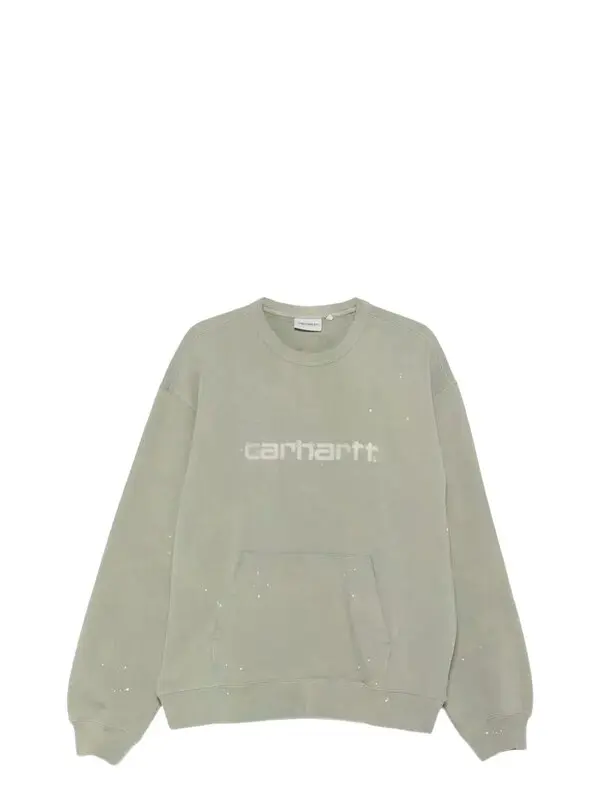 Carhartt Work In Progress Logo Paint-splatter Sweatshirt - Green