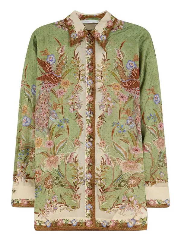 Zimmermann Indra Silk Shirt - Green