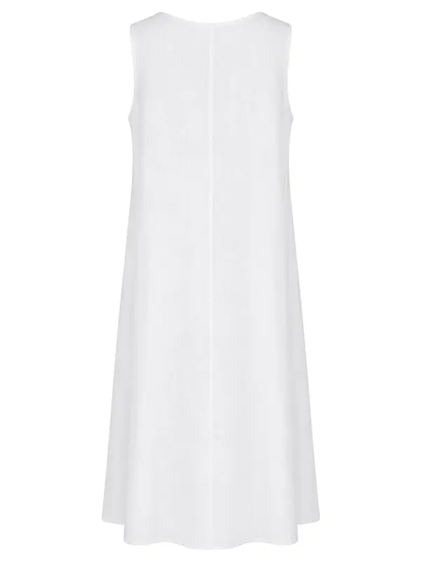 LUELLA FASHION Sleeveless V-neck Linen Maxi Dress - White