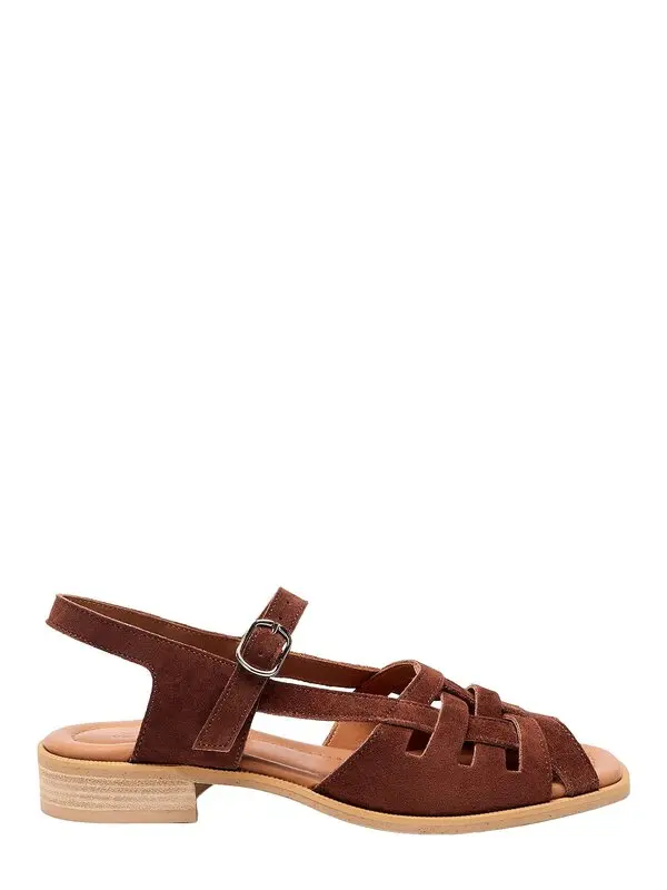 NAGUISA Manto Slingback Sandals With Suede Uppers And Buckle Closure - Brown