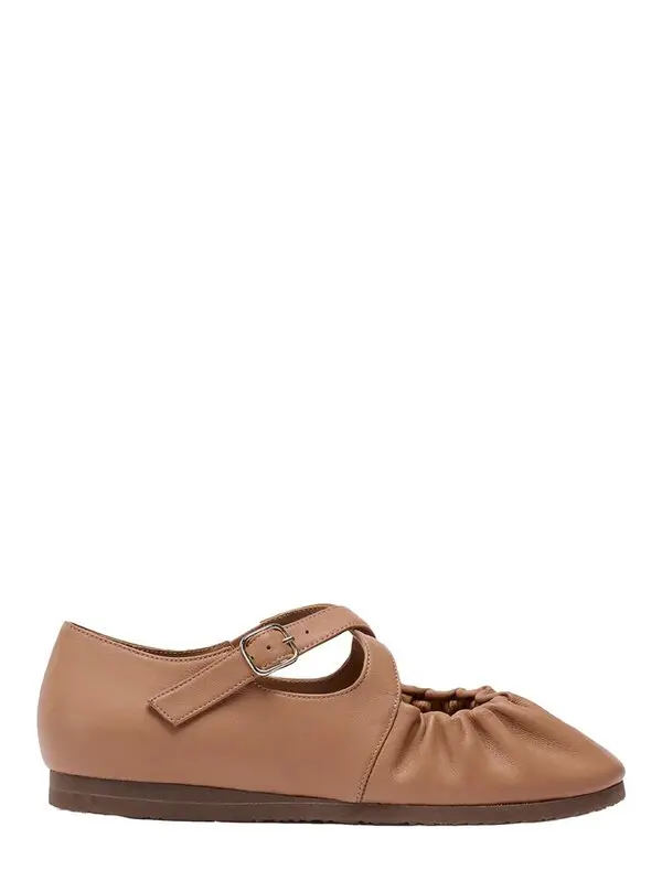 NAGUISA Mary Jane Flats With Criss-cross Straps - Beige