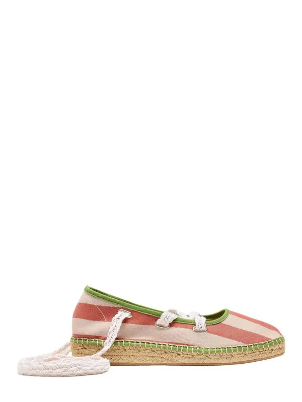 NAGUISA Espadrille Pump With Ankle Tie - Green/red