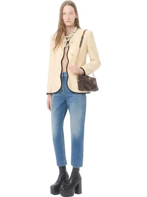 Valentino Garavani Small Shoulder Bag In Suede And Nappa With Chevron Pattern - Gold