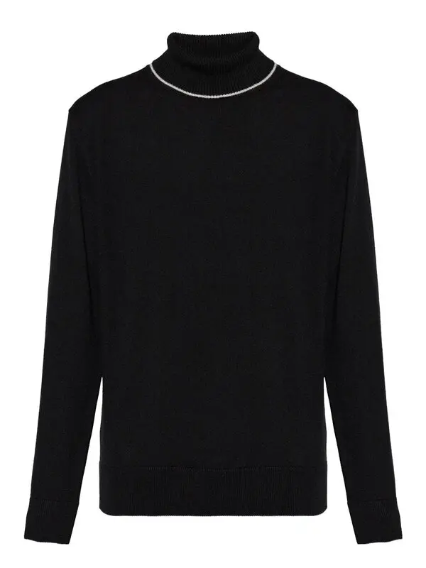 Eleventy Cashmere Turtleneck With Contrasting Trim - Black