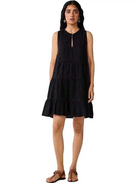 REISTOR Embroidered Sleeveless Short Tie Dress - Red