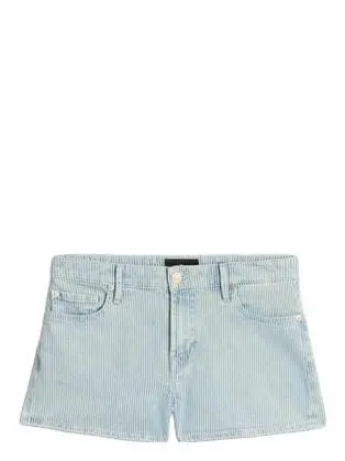 7 For All Mankind Striped Denim Shorts - Multicolor / Red / Stripe
